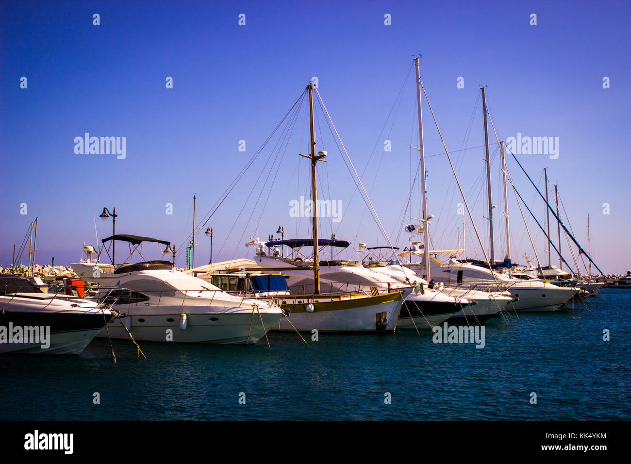 New port in Limassol, ships are lining up in the port Stock Photo - Alamy