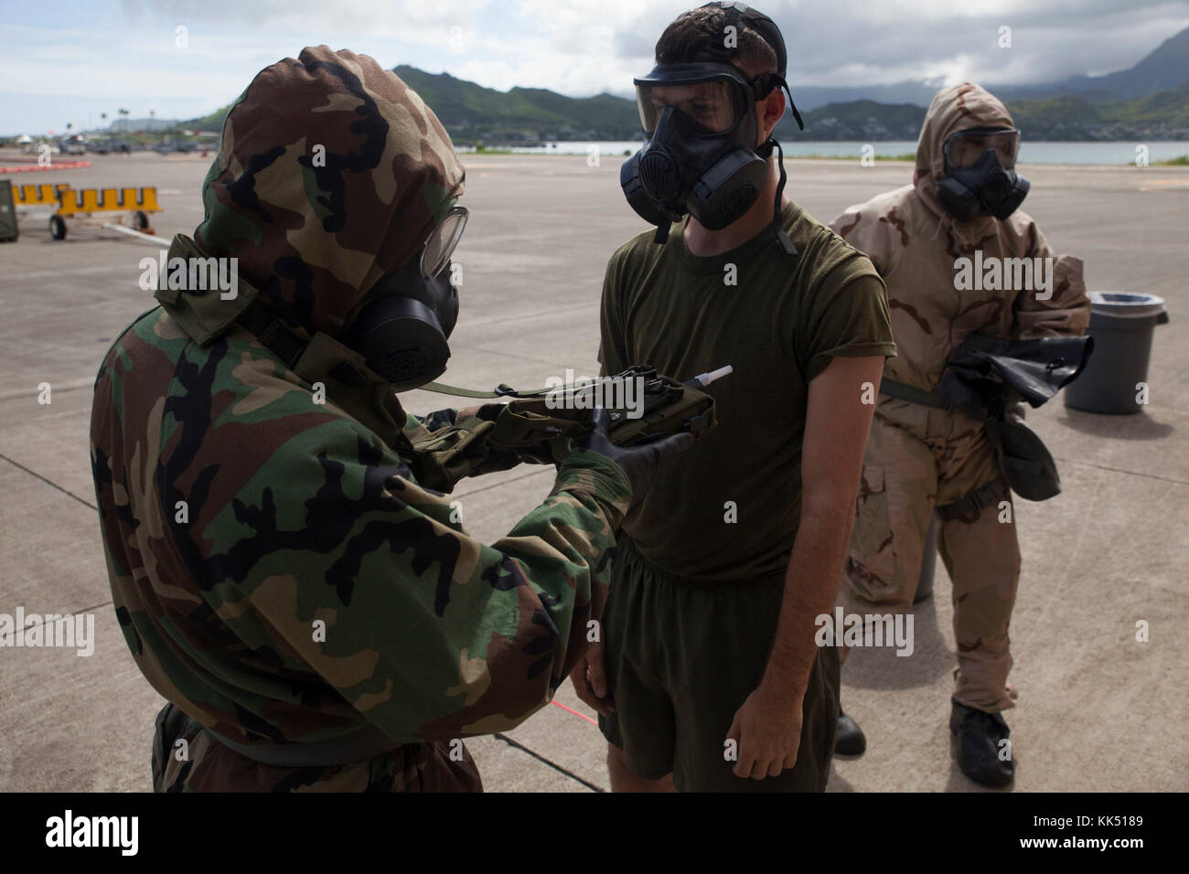 A U.S. Marine with Marine Heavy Helicopter Squadron 463, also known as ...