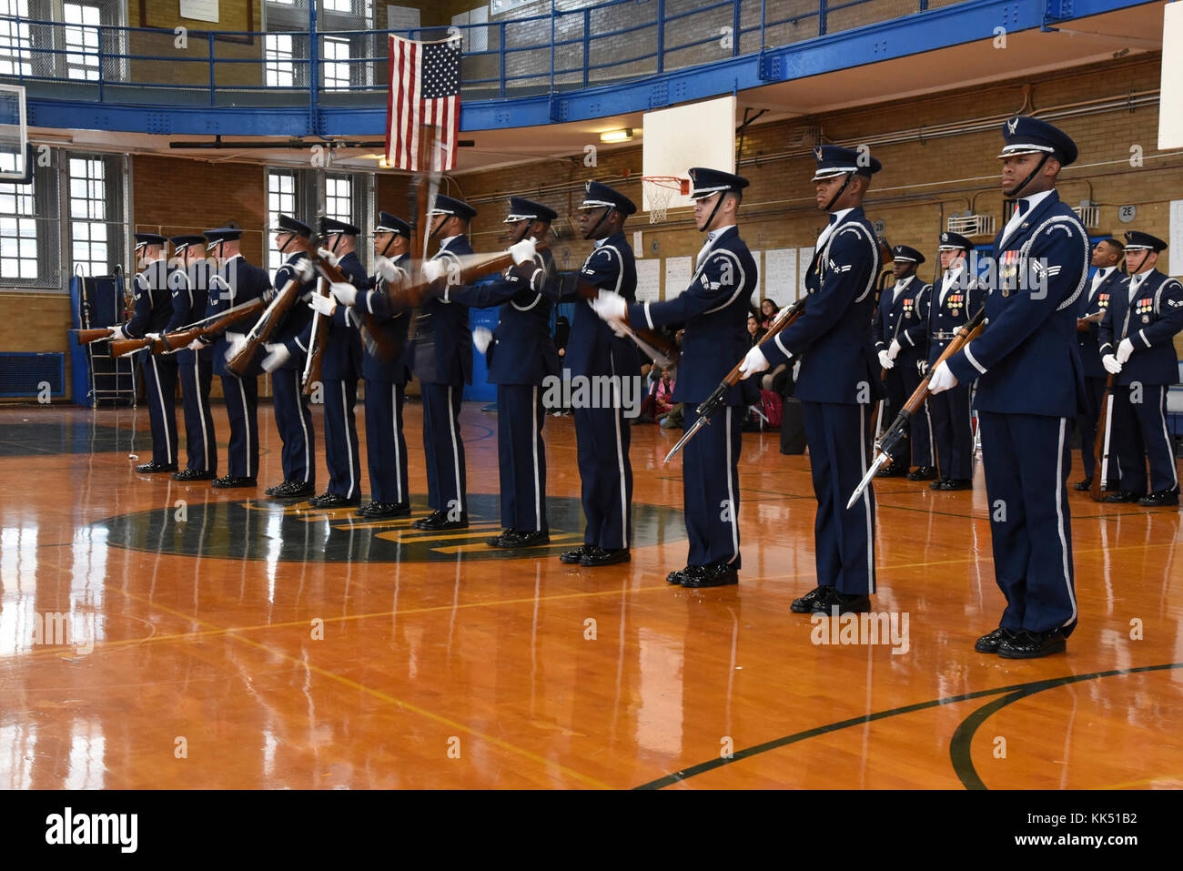 The United States Air Force Drill Team performs for students at John ...