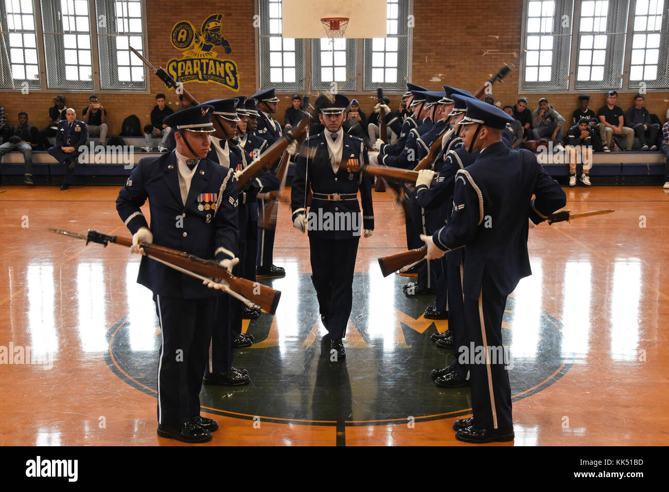 The United States Air Force Drill Team performs for students at John ...
