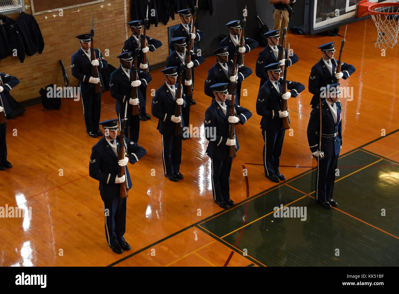 The United States Air Force Drill Team performs for students at John ...