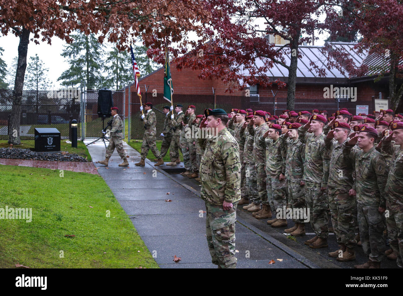 Command Sgt. Maj. Chad Miller leads the formation of 1st Special Forces ...
