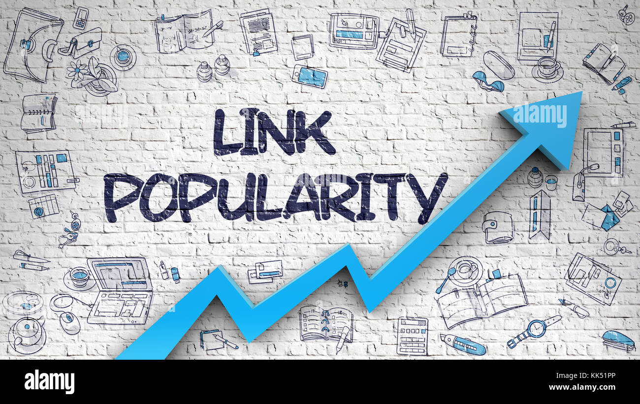 Link Popularity Drawn on White Brick Wall Stock Photo - Alamy