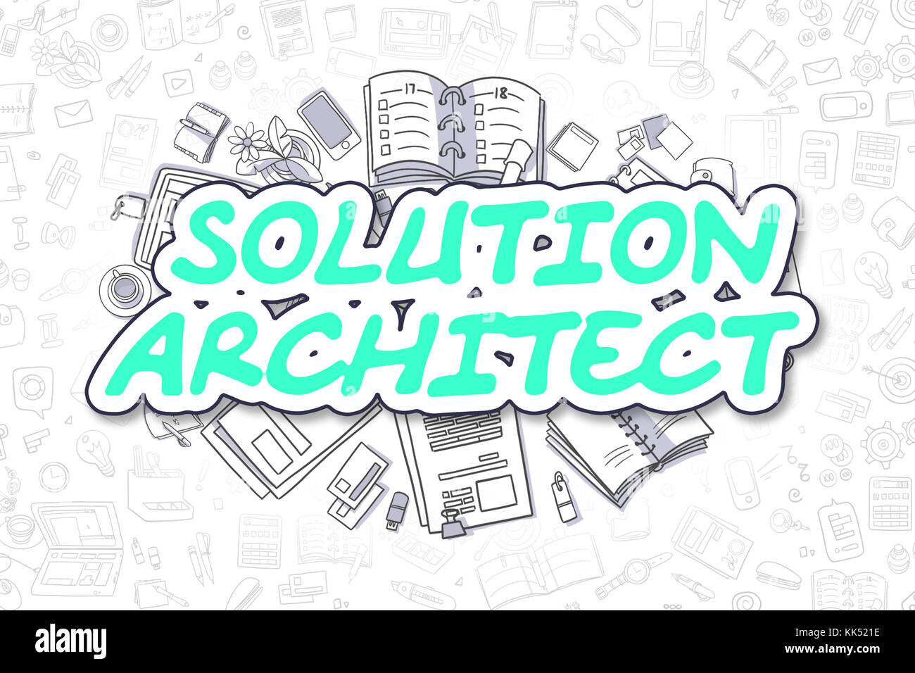 Solution Architect - Doodle Green Word Stock Photo - Alamy