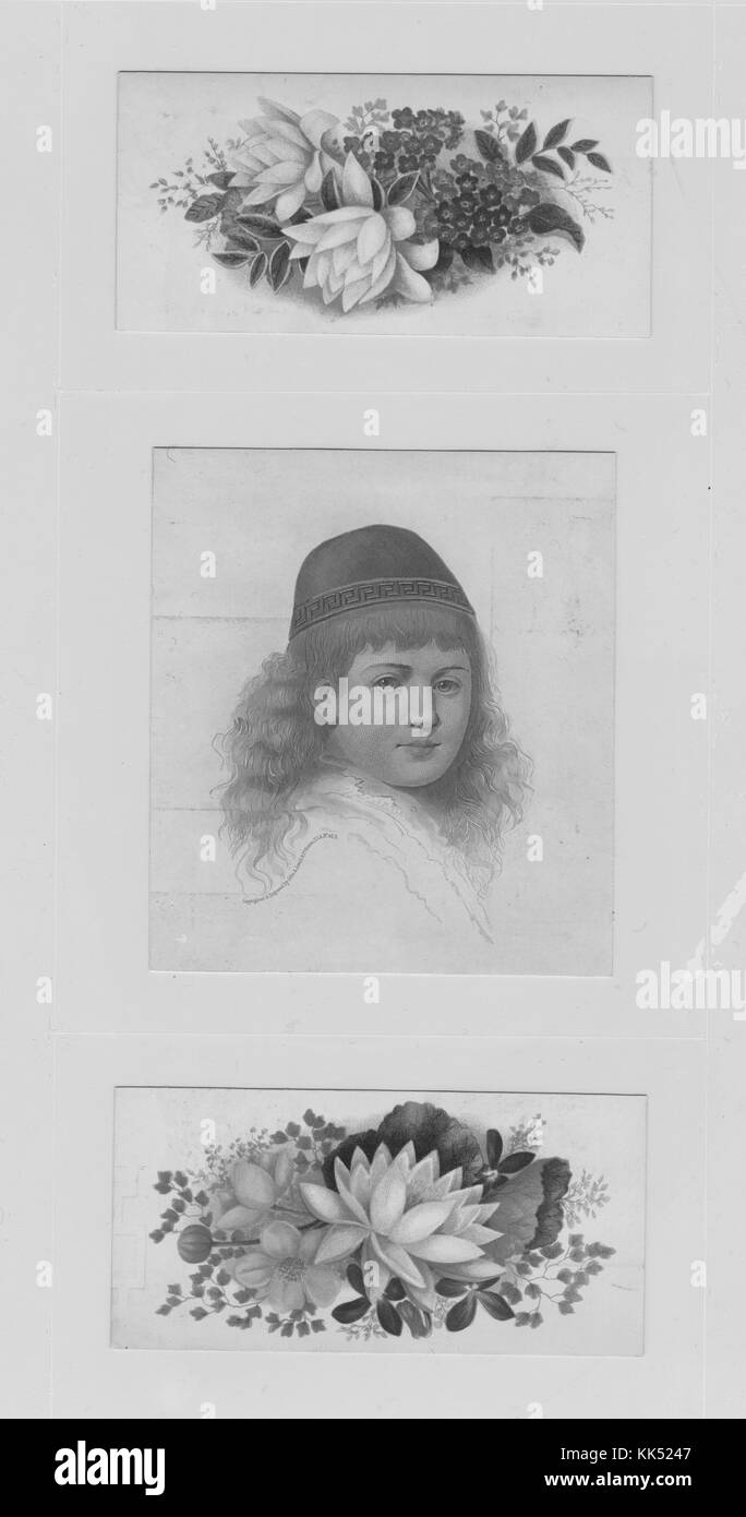 Colored advertising card for American Hosiery Company, with three ...