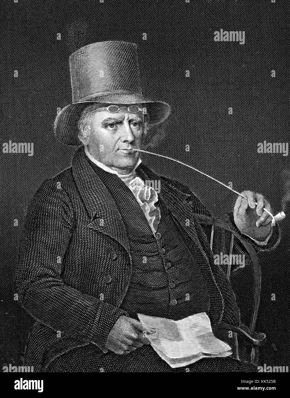 Engraved portrait of Elkanah Watson, writer, agriculturist and canal ...
