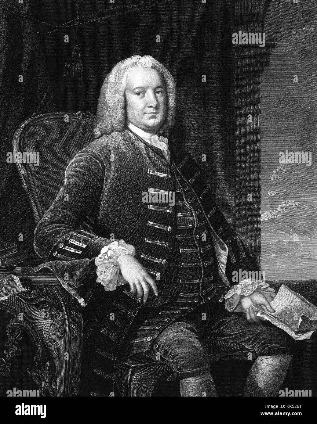An engraving from a portrait of George Grenville, he served as the 7th ...