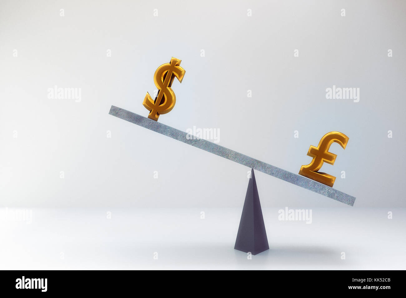 3D rendering of abstract pound and dollar on balance scale Stock Photo ...