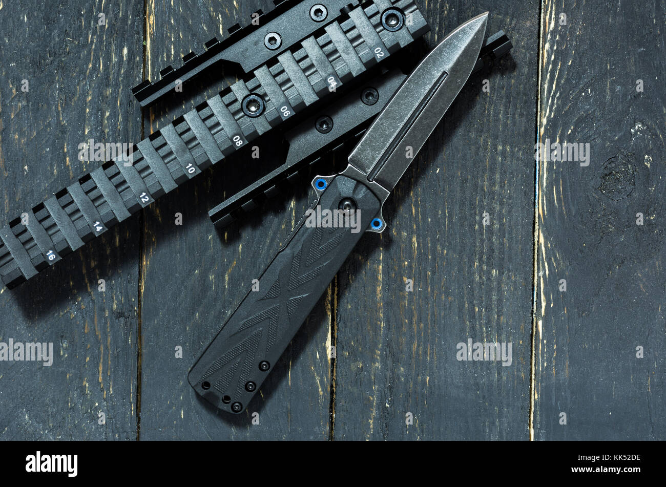 Composition of military attributes on a black background Stock Photo ...