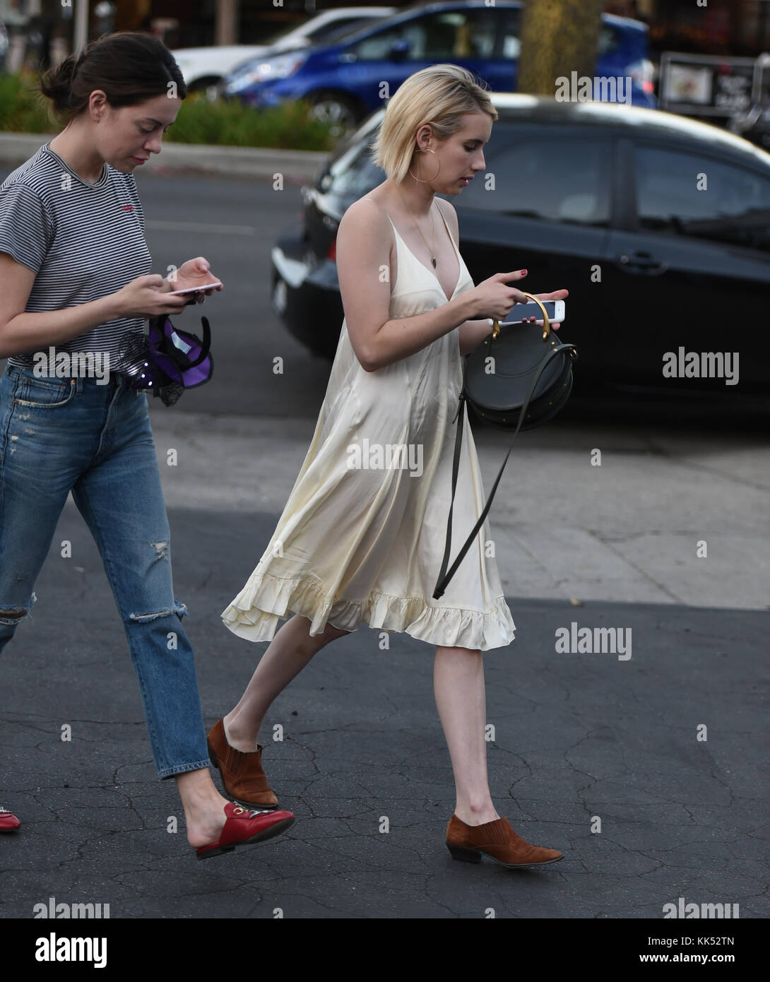 Emma Roberts goes to a restaurant with a friend Featuring: Emma Roberts ...