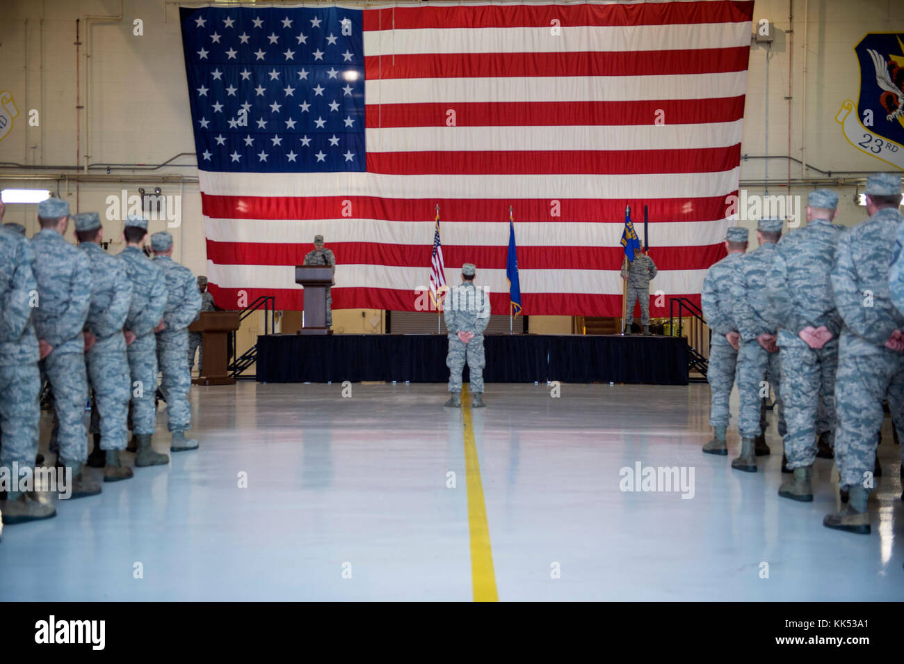 Lt. Col. Neal Van Houten, 23d Maintenance Squadron commander, commends ...