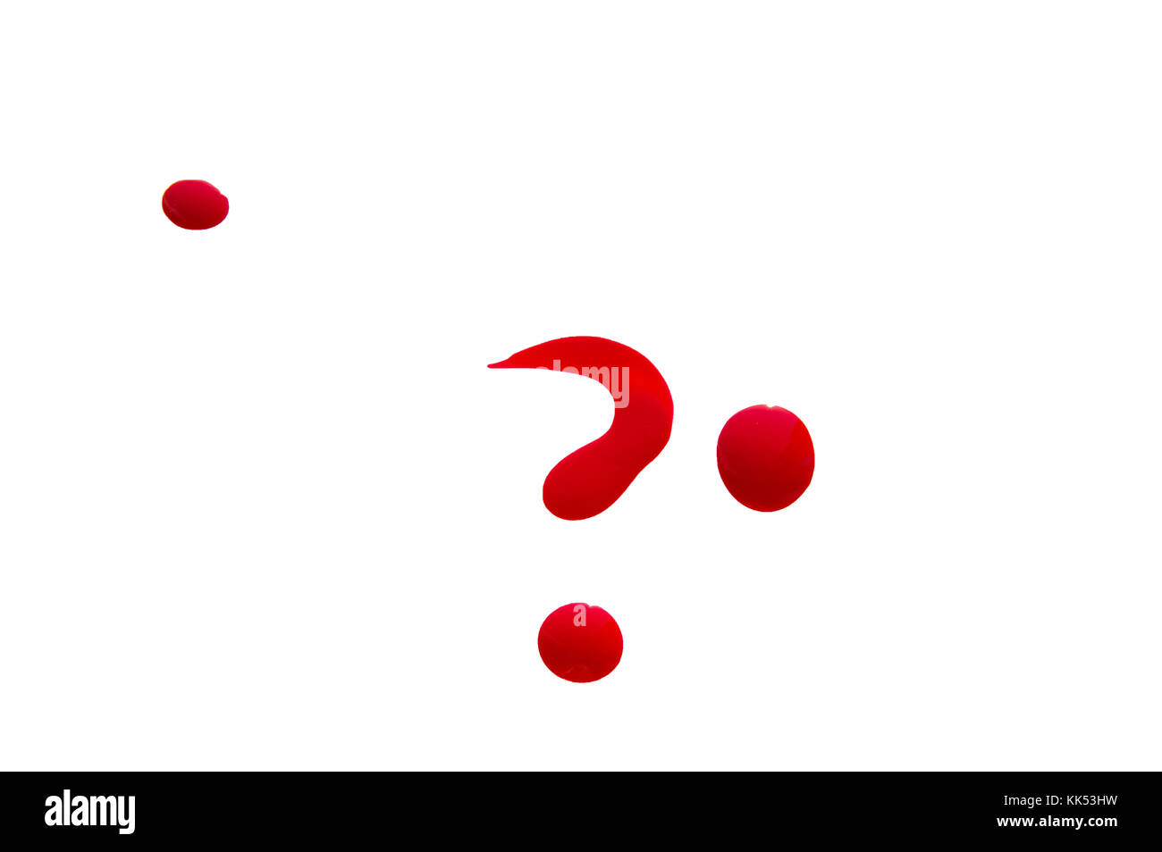 Red sparkly nail Polish in the shape of a question mark, isolated on ...