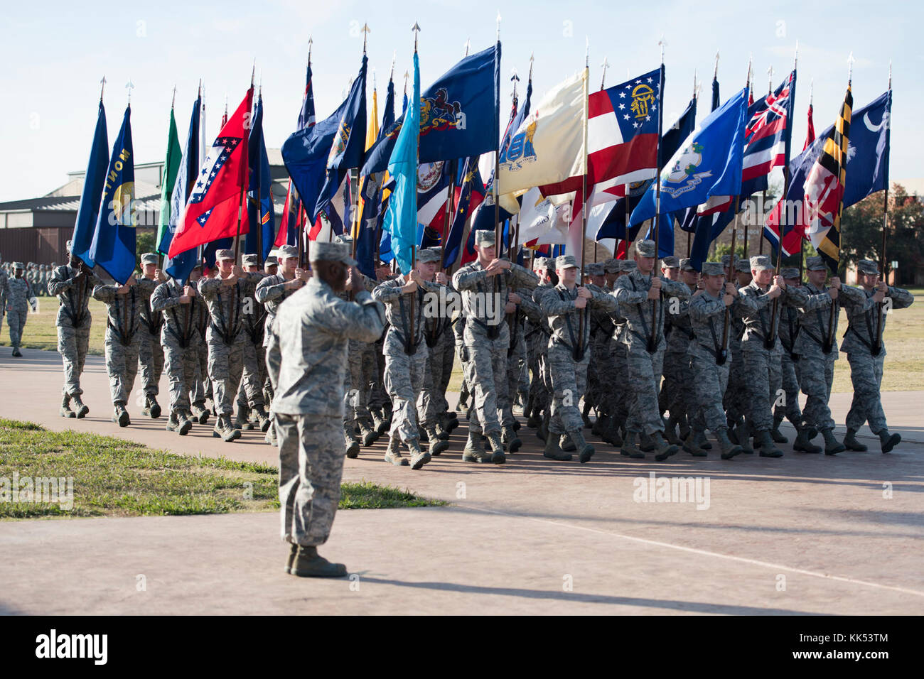 Brig. Gen. Rondald Jolly Sr, 82nd Training Wing commander, renders a ...