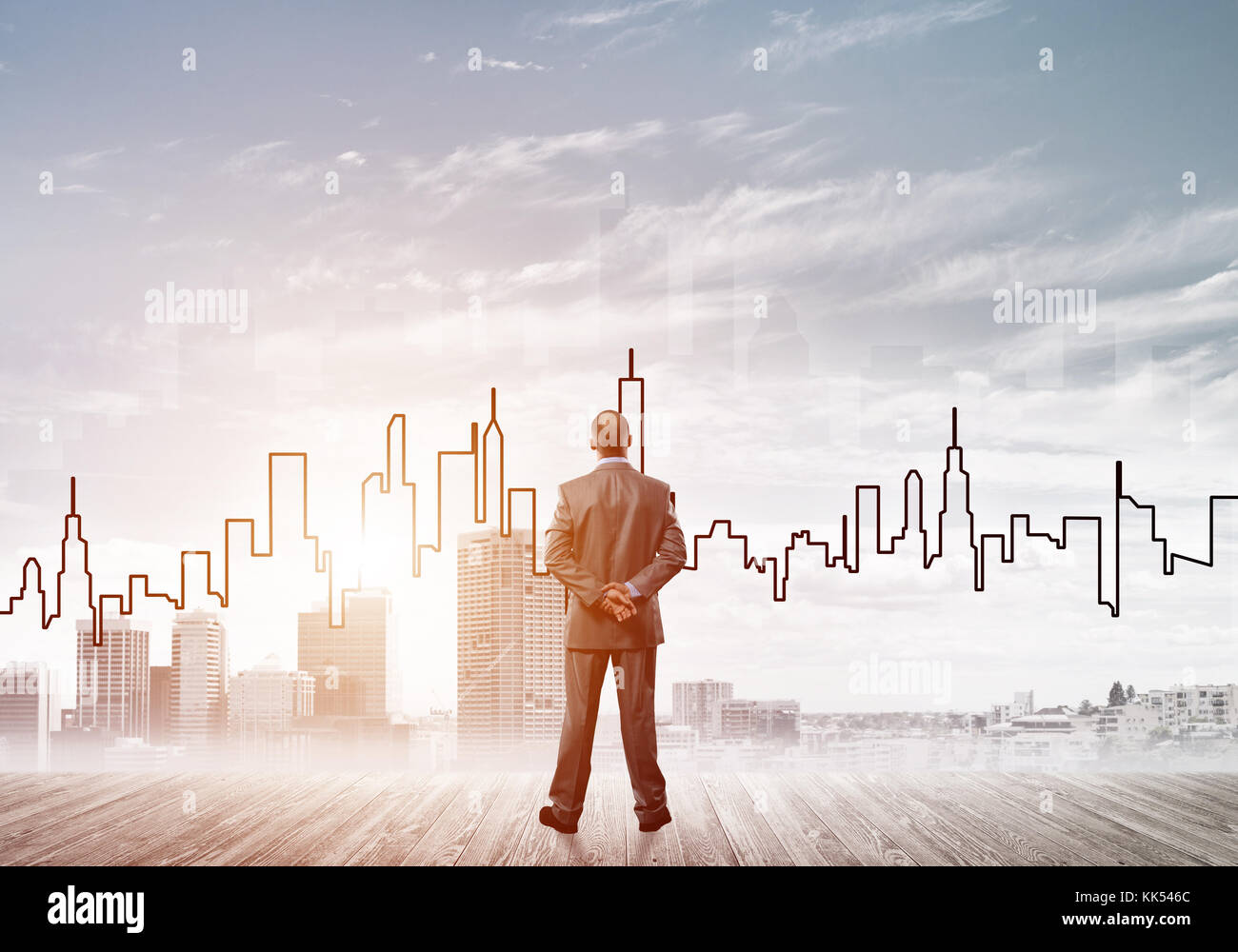 Motivation and inspiration concept with modern cityscape and ...