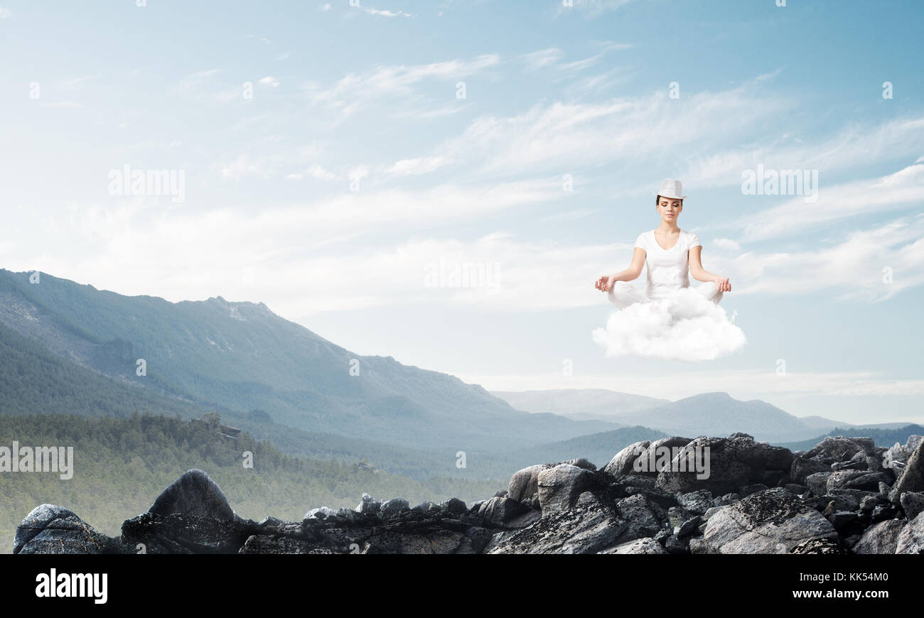Young woman keeping mind conscious Stock Photo - Alamy