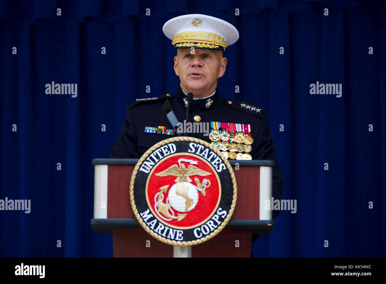 Commandant of the Marine Corps Gen. Robert B. Neller speaks to guests ...