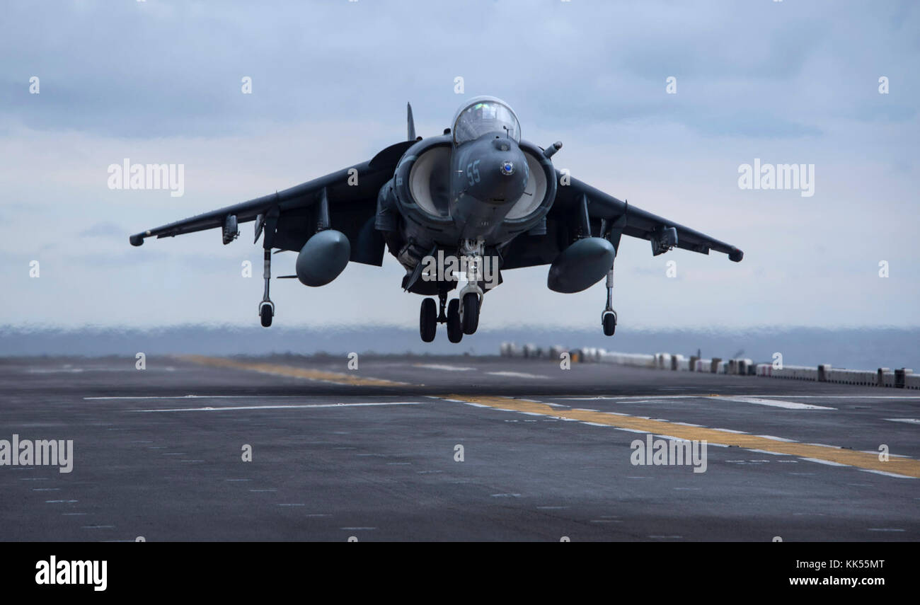 ATLANTIC OCEAN (Nov. 9, 2017) An AV-8B Harrier II jet, attached to ...
