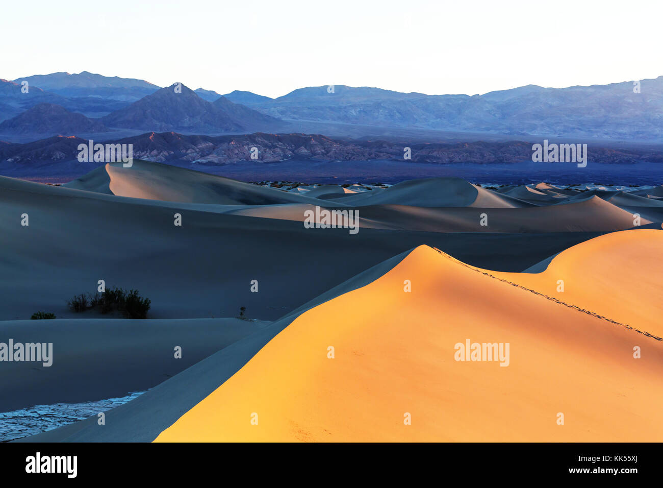 Beautiful sand dunes in desert at sunrise. Death Valley, Nevada, USA ...