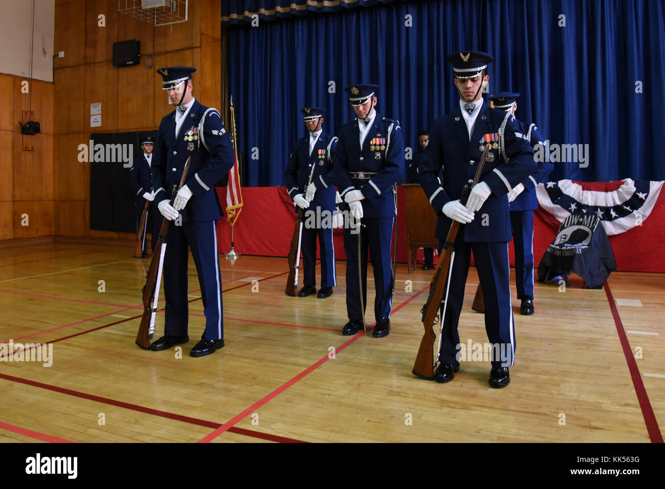 The United States Air Force Drill Team preforms for students at La ...