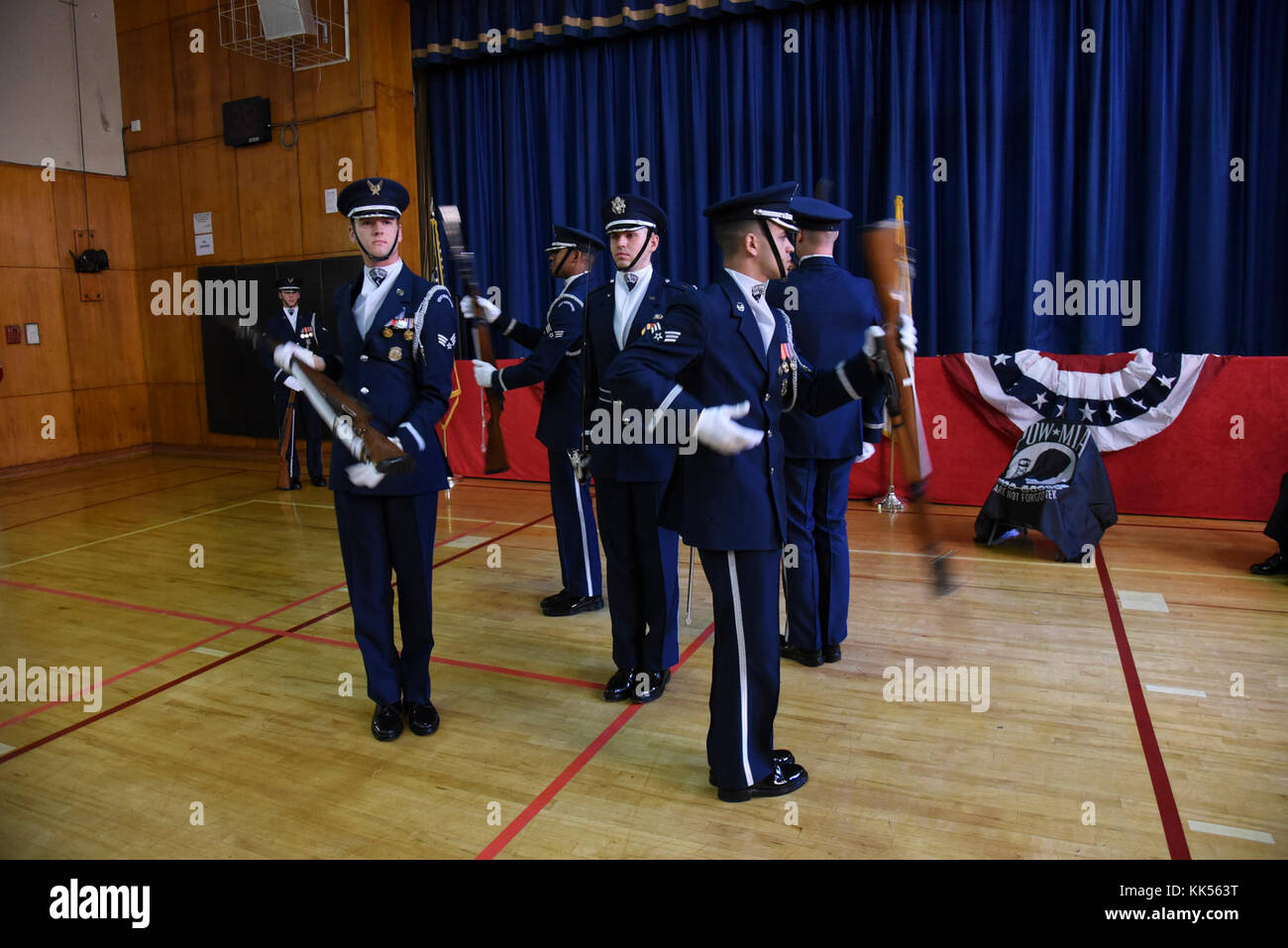 The United States Air Force Drill Team performs for students at La ...