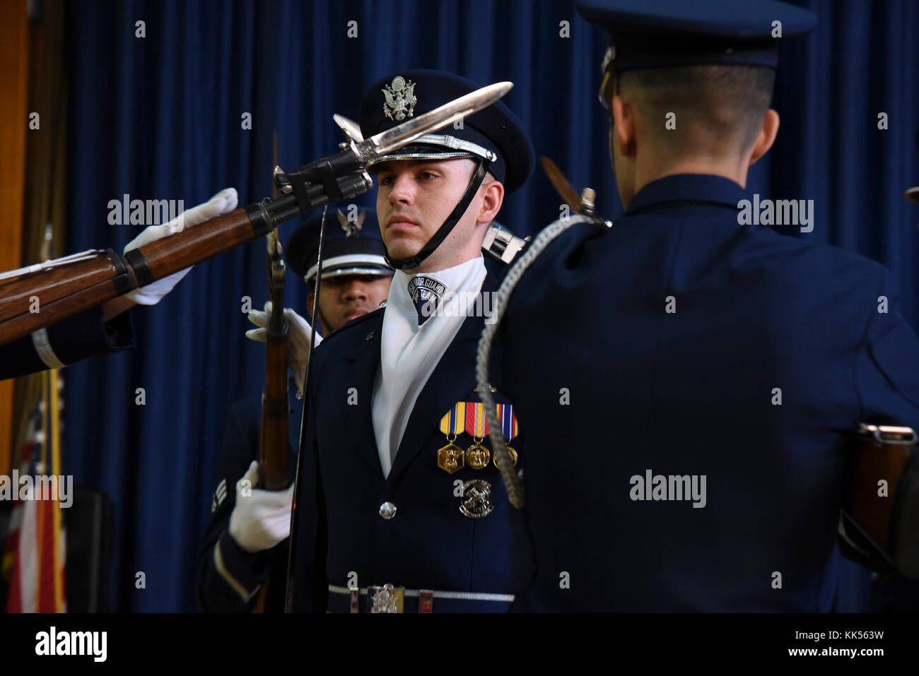 The United States Air Force Drill Team performs for students at La ...