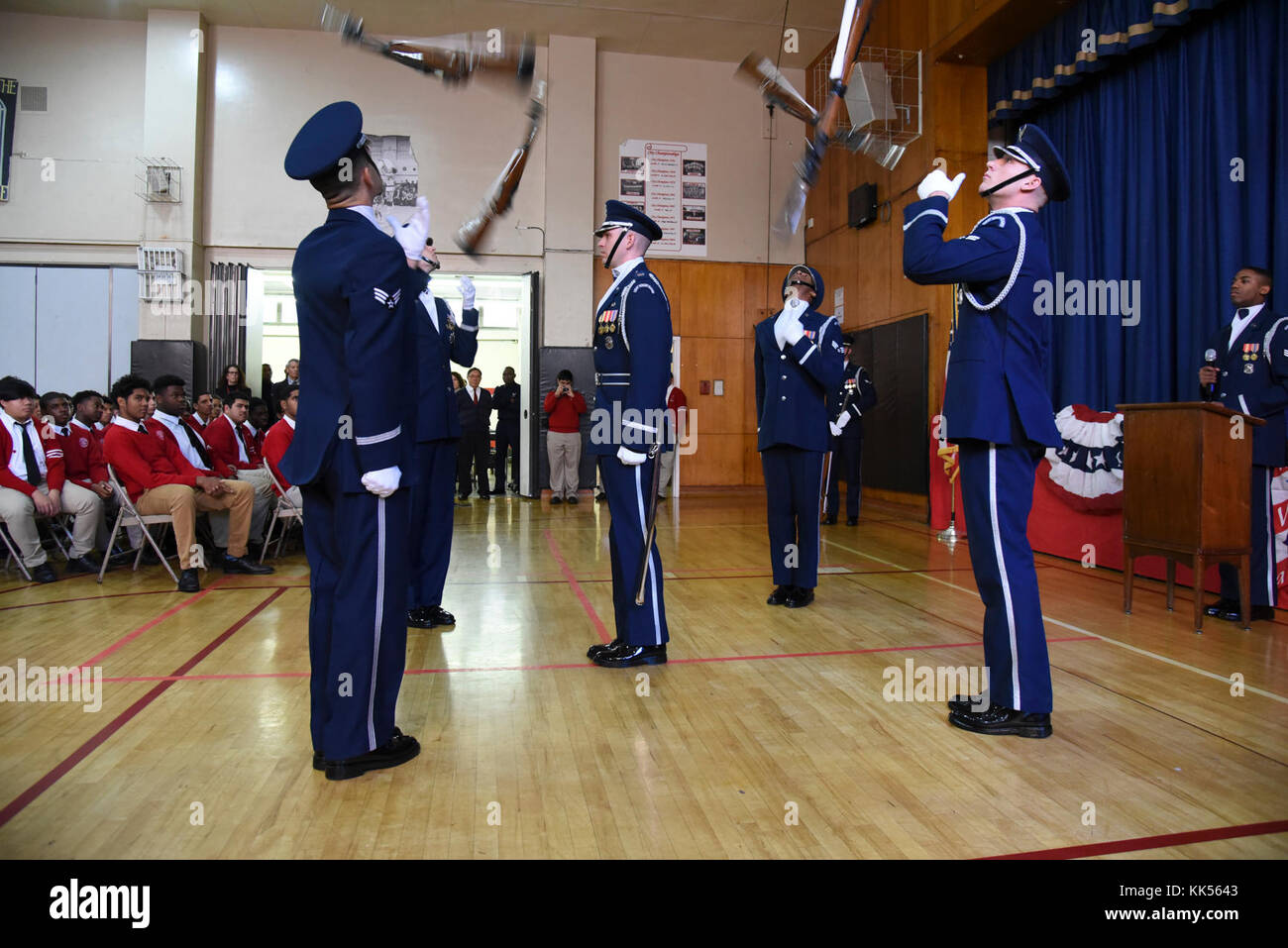 The United States Air Force Drill Team performs for students at La ...