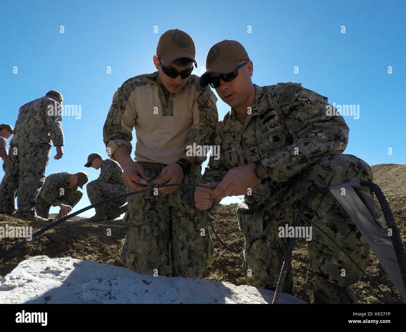 U.S. Navy Construction Mechanic 1st Class John Monahan, a Seabee ...