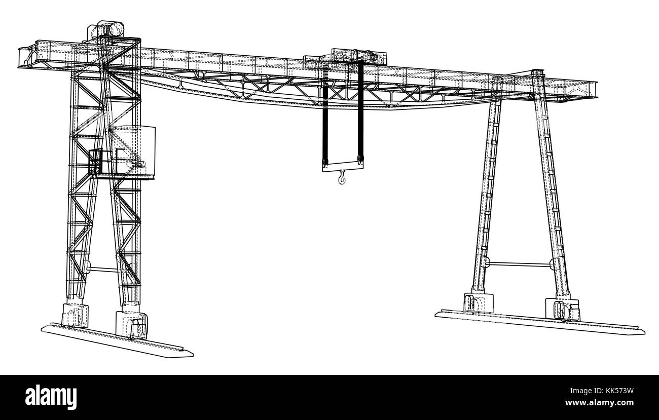 Gantry crane. Wire-frame. Vector EPS10 format Stock Vector Image & Art ...