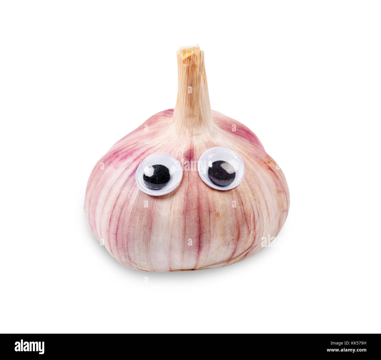 Garlic with googly eyes isolated on white background, Saved clipping ...