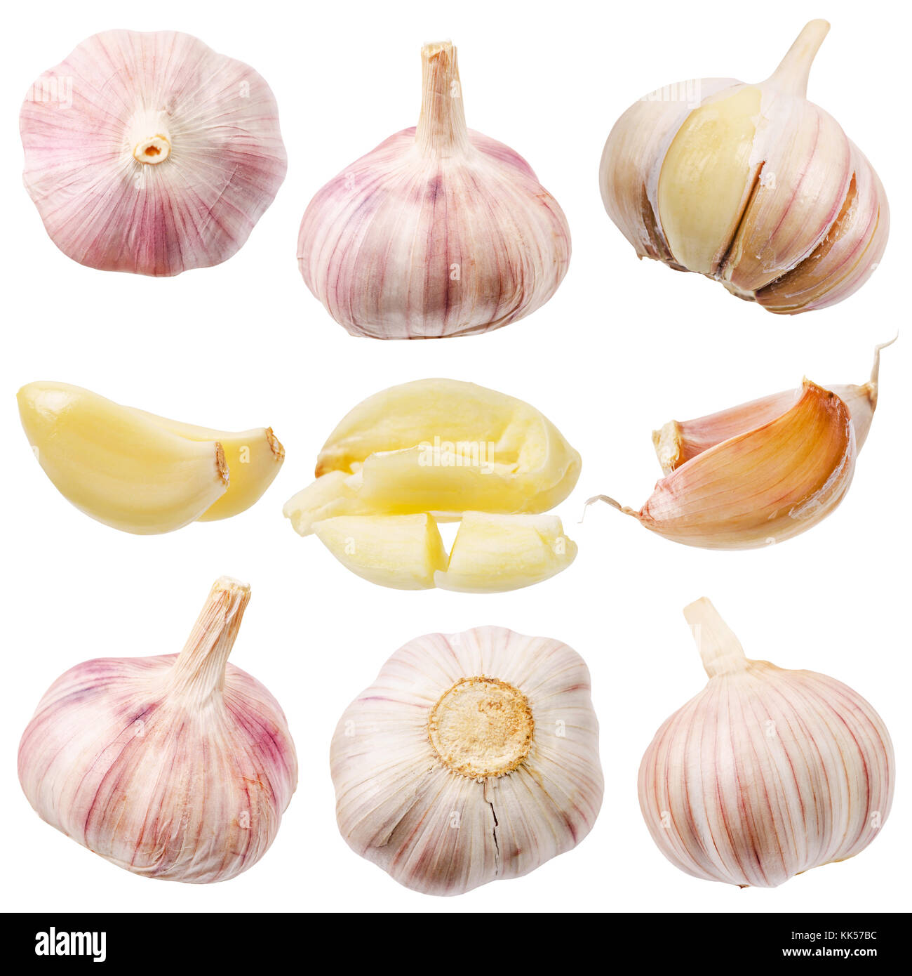 Collection of garlic isolated on white background, Save clipping path ...