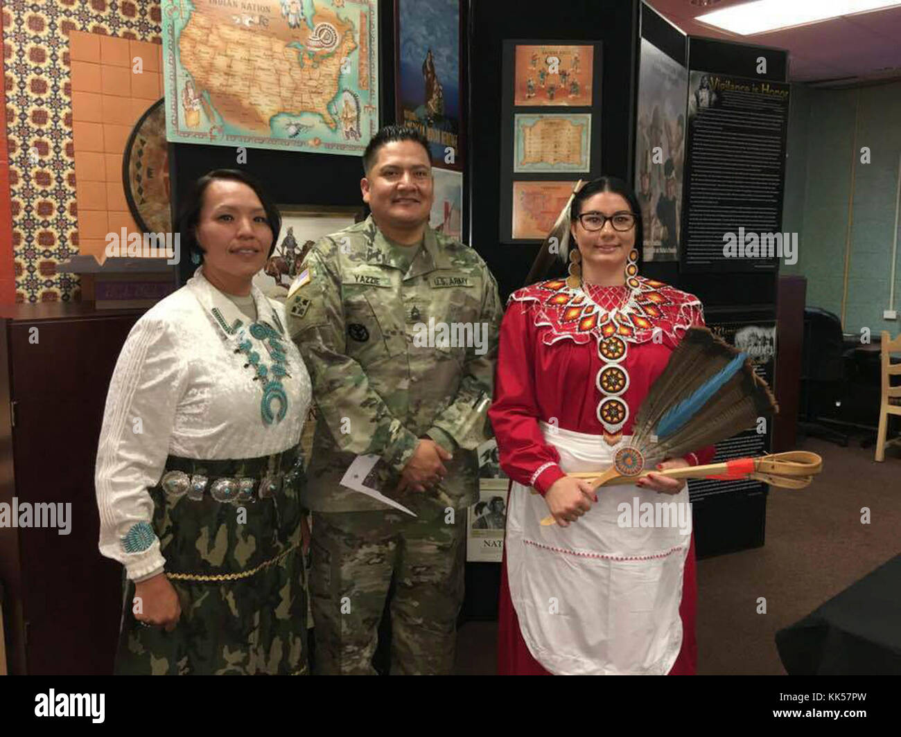 Sgt. Maj. Lisa Cowboy (left) a native of Chilchinbito, Ariz. and ...