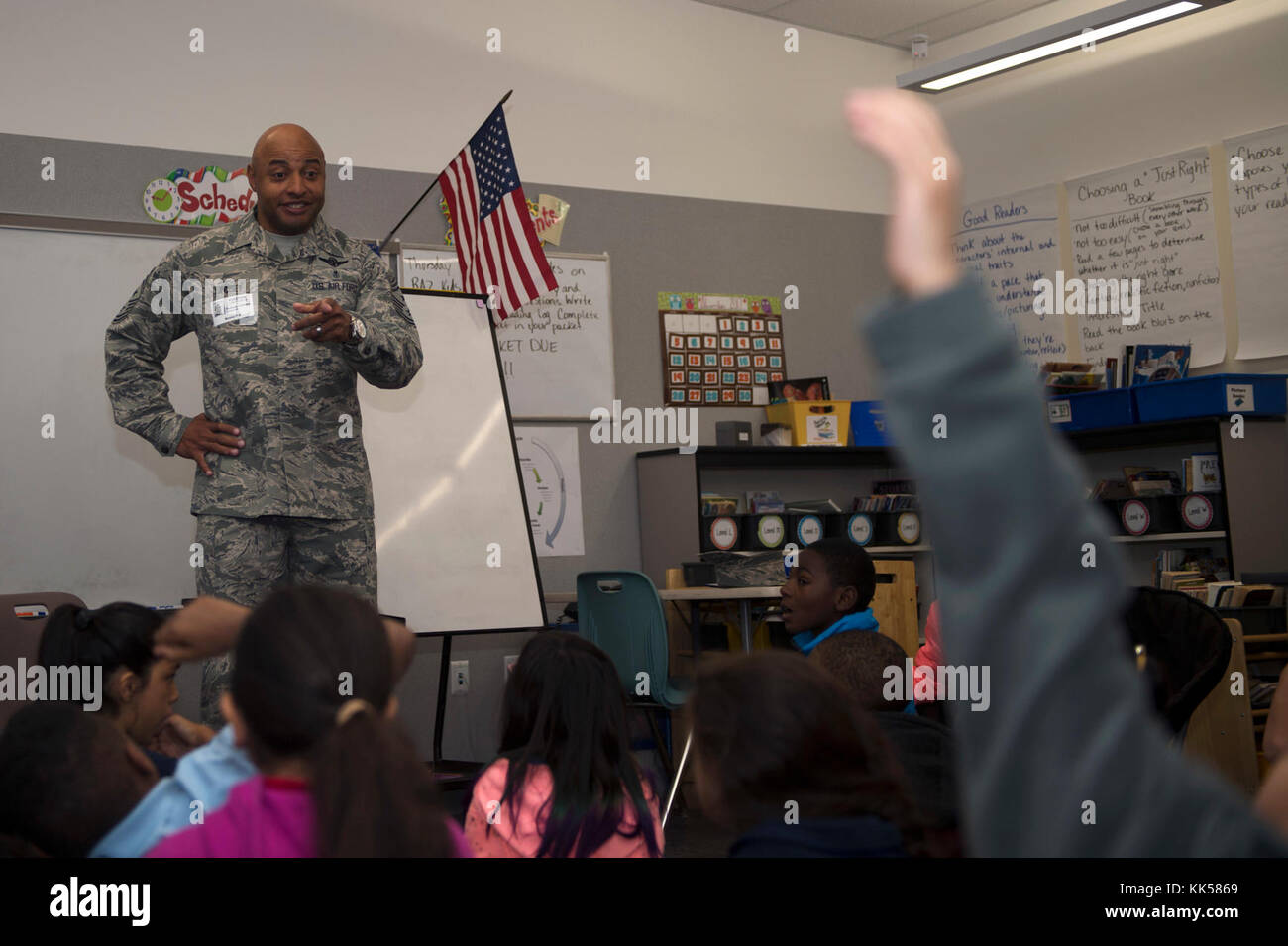 Chief Master Sgt. Rod Lindsey, 460th Space Wing command chief, speaks ...