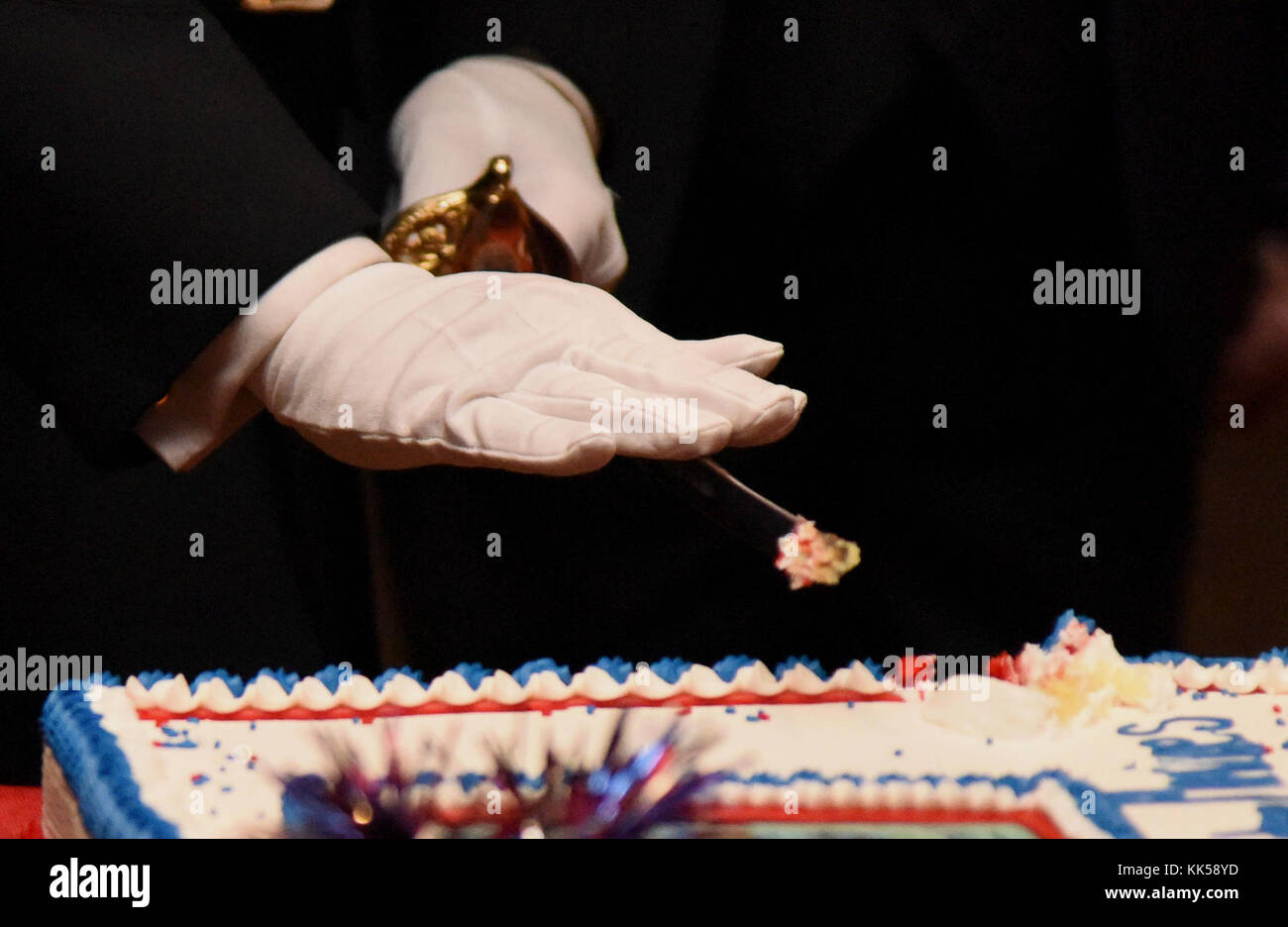 Capt. Gary Baxter, Keesler Marine Detachment commanding officer, cuts ...