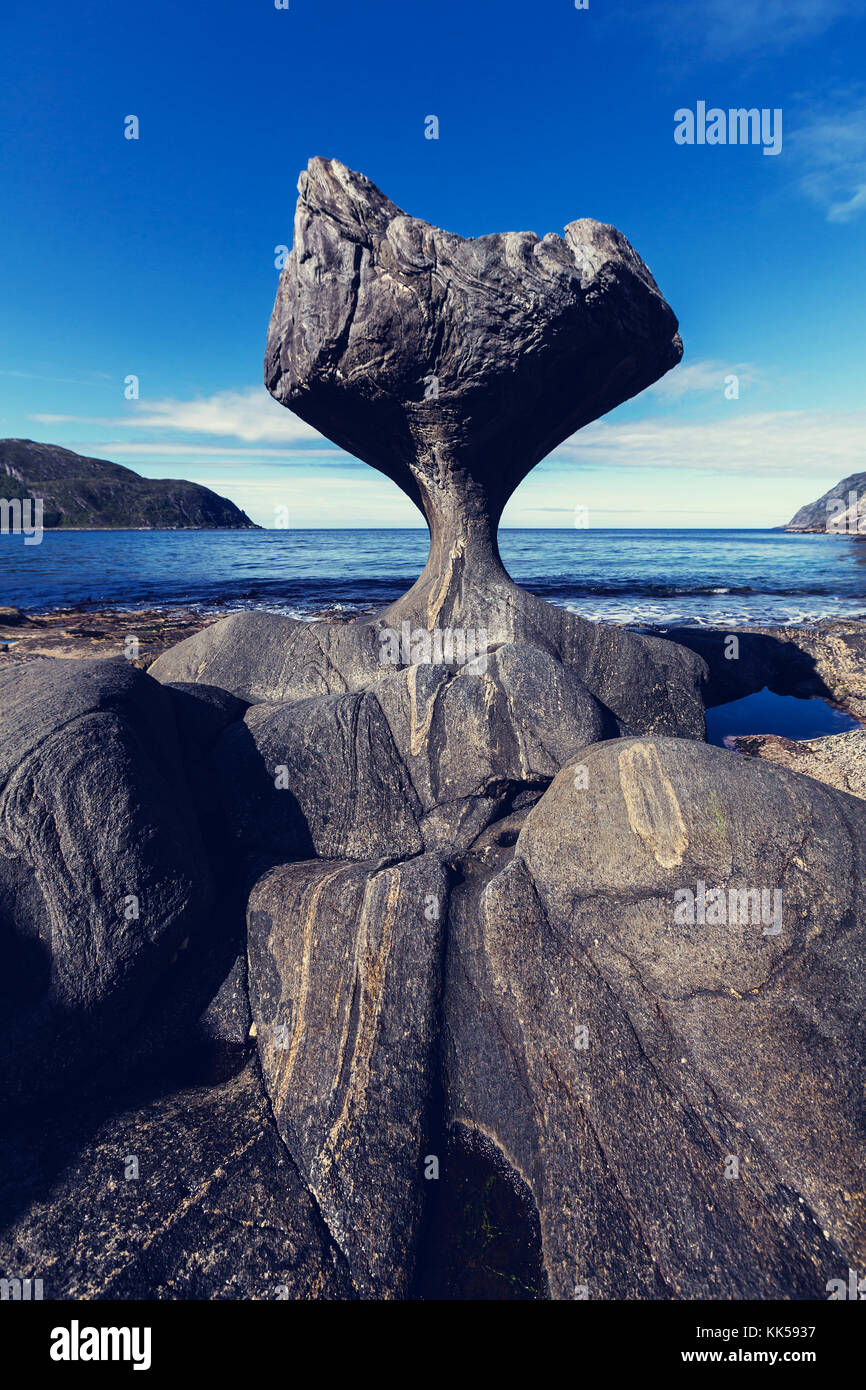 Unusual stone in Norway Stock Photo - Alamy