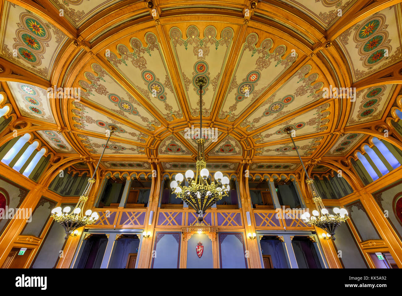 Oslo, Norway - February 27 2016: Interior of the Storting building ...