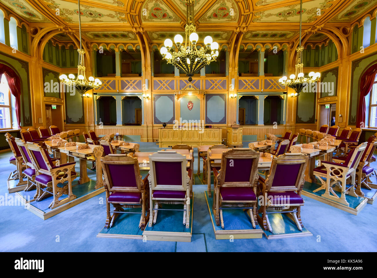 Oslo, Norway - February 27 2016: Interior of the Storting building ...