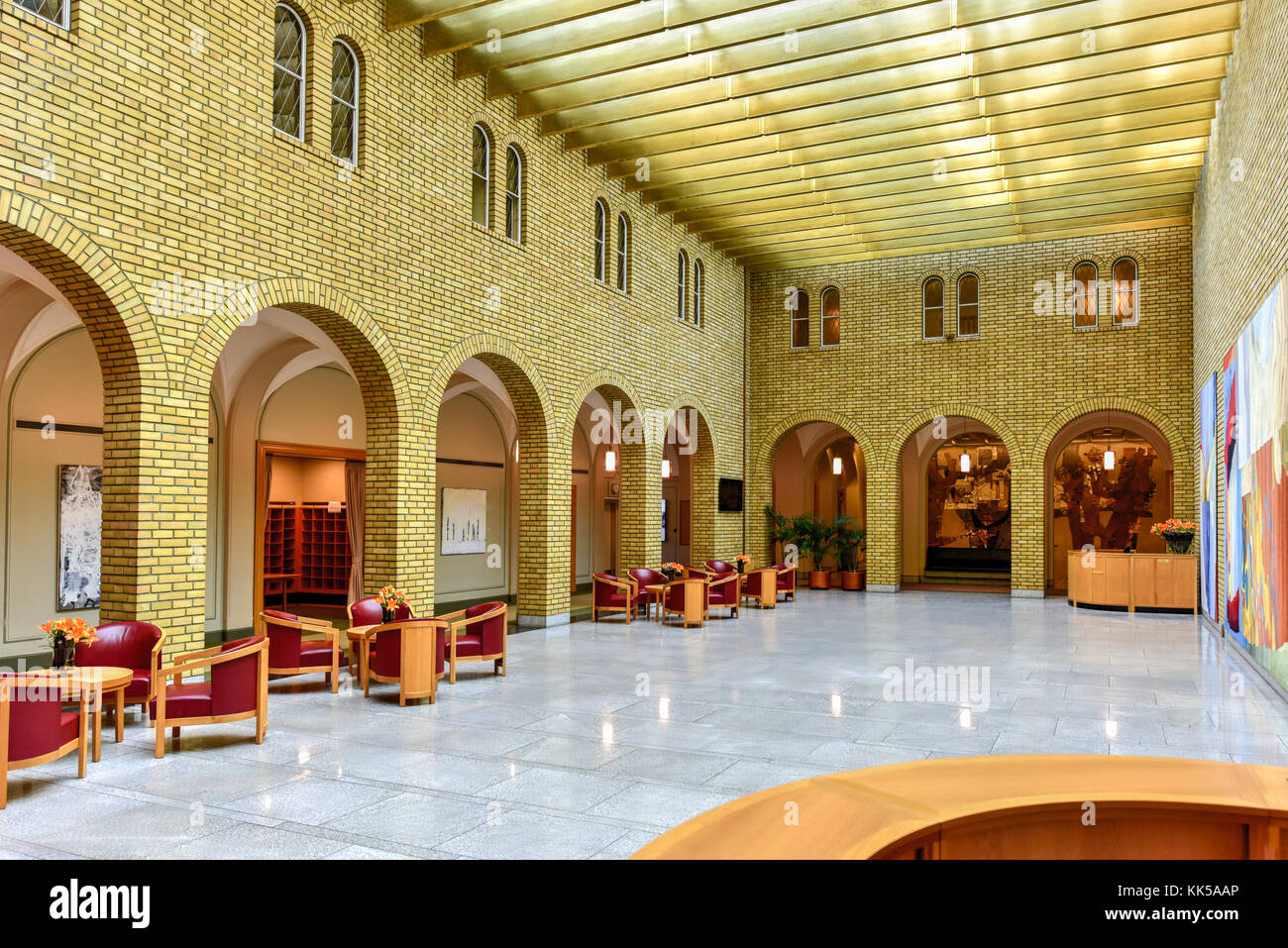 Oslo, Norway - February 27 2016: Interior of the Storting building ...