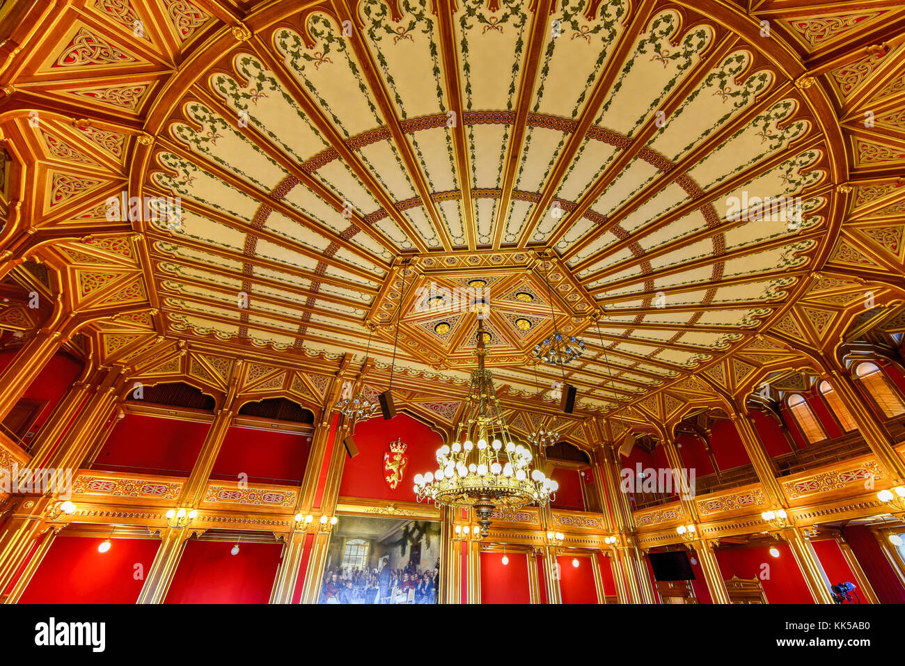 Oslo, Norway - February 27 2016: Interior of the Storting building ...