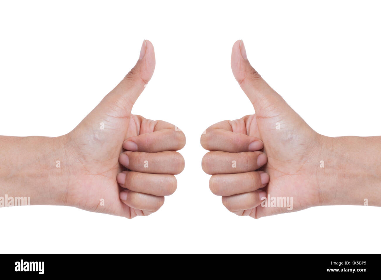 Two hands thumb up , isolated on white background Stock Photo - Alamy