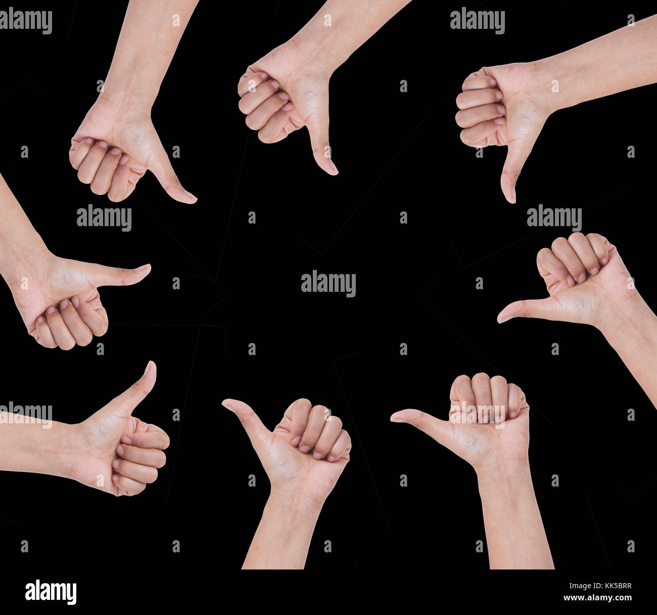 Hands in a circle with thumbs up sign ,isolated on black background ...