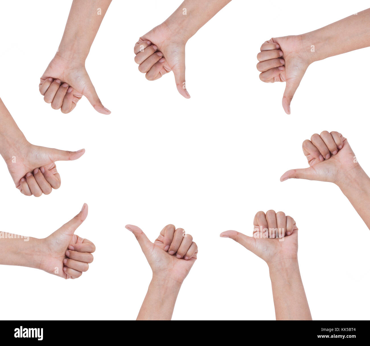 Hands in a circle with thumbs up sign ,isolated on white background ...