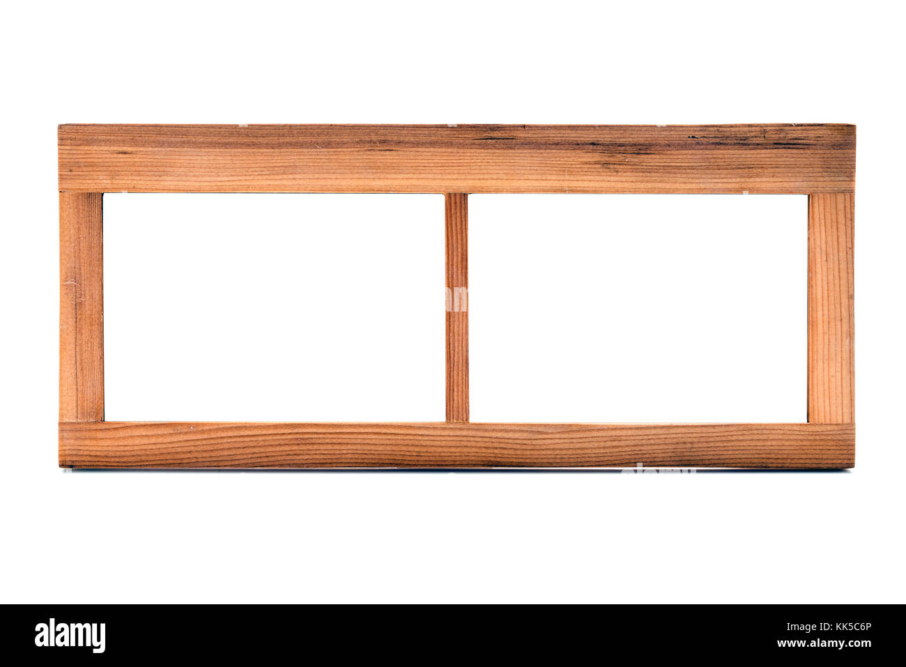 Empty Wooden Double Picture Frame on White Background Stock Photo - Alamy