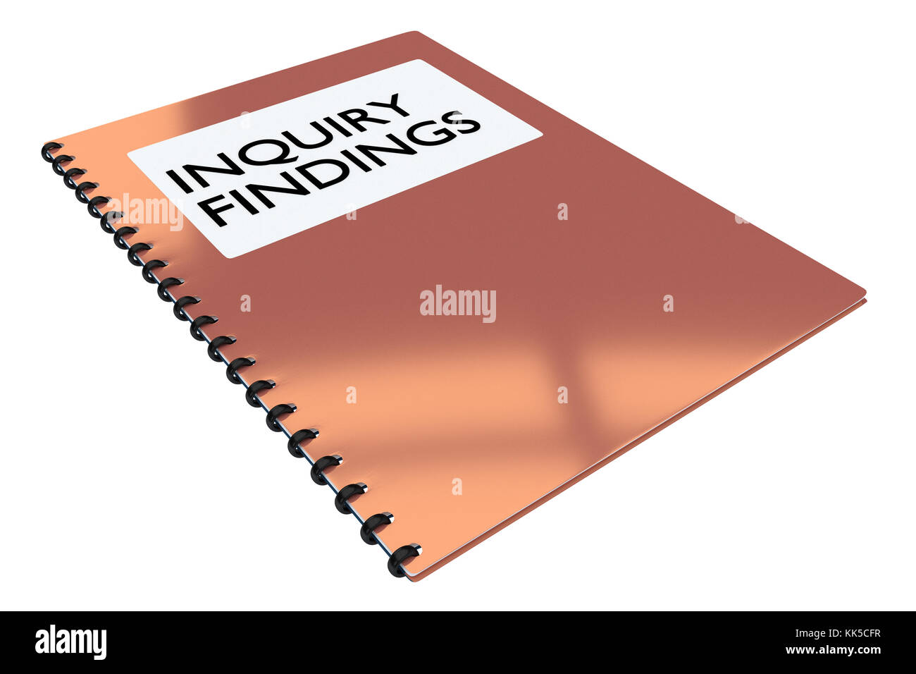 3D illustration of "INQUIRY FINDINGS" script on a book, isolated on ...