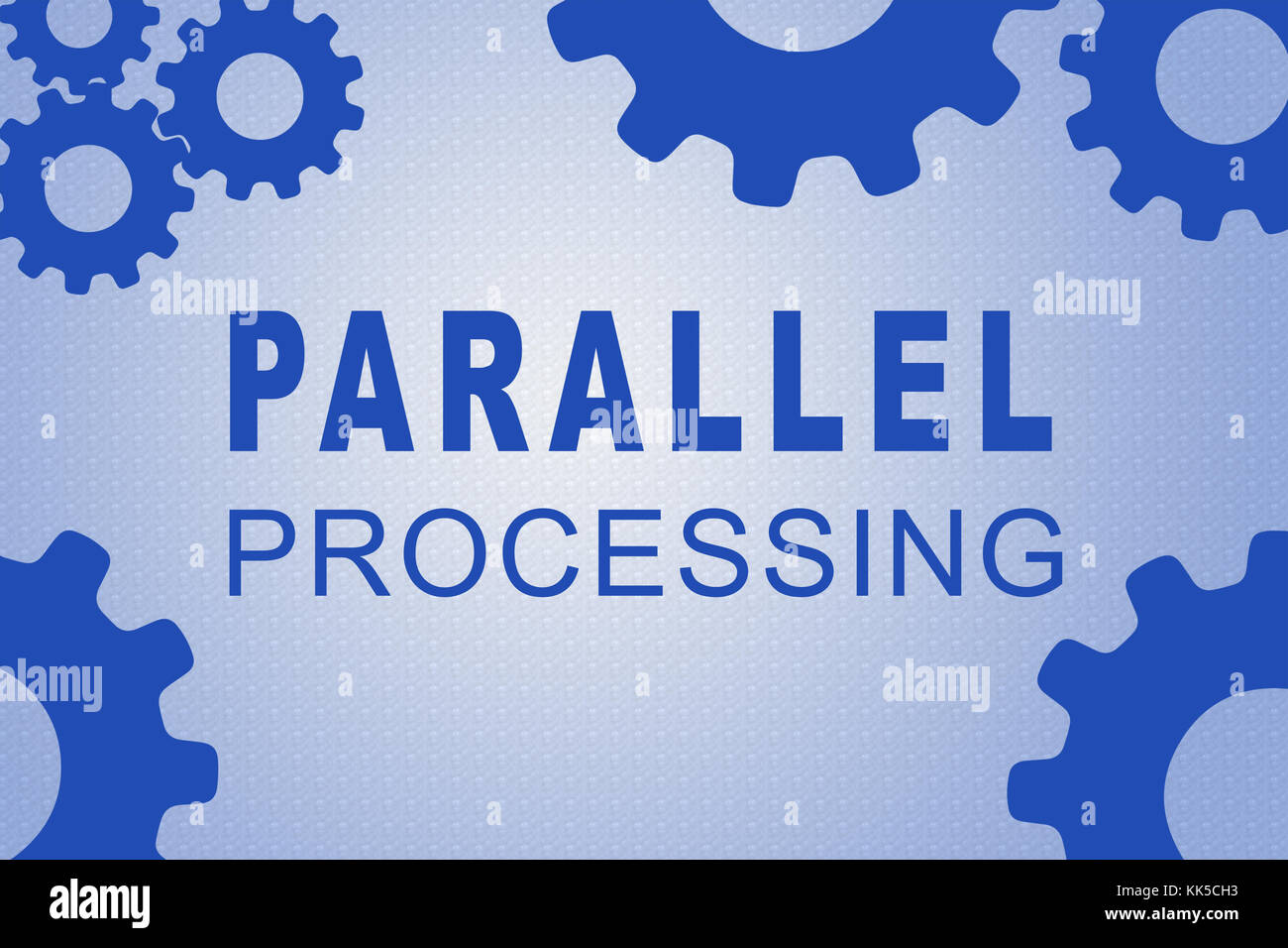 PARALLEL PROCESSING sign concept illustration with blue gear wheel ...