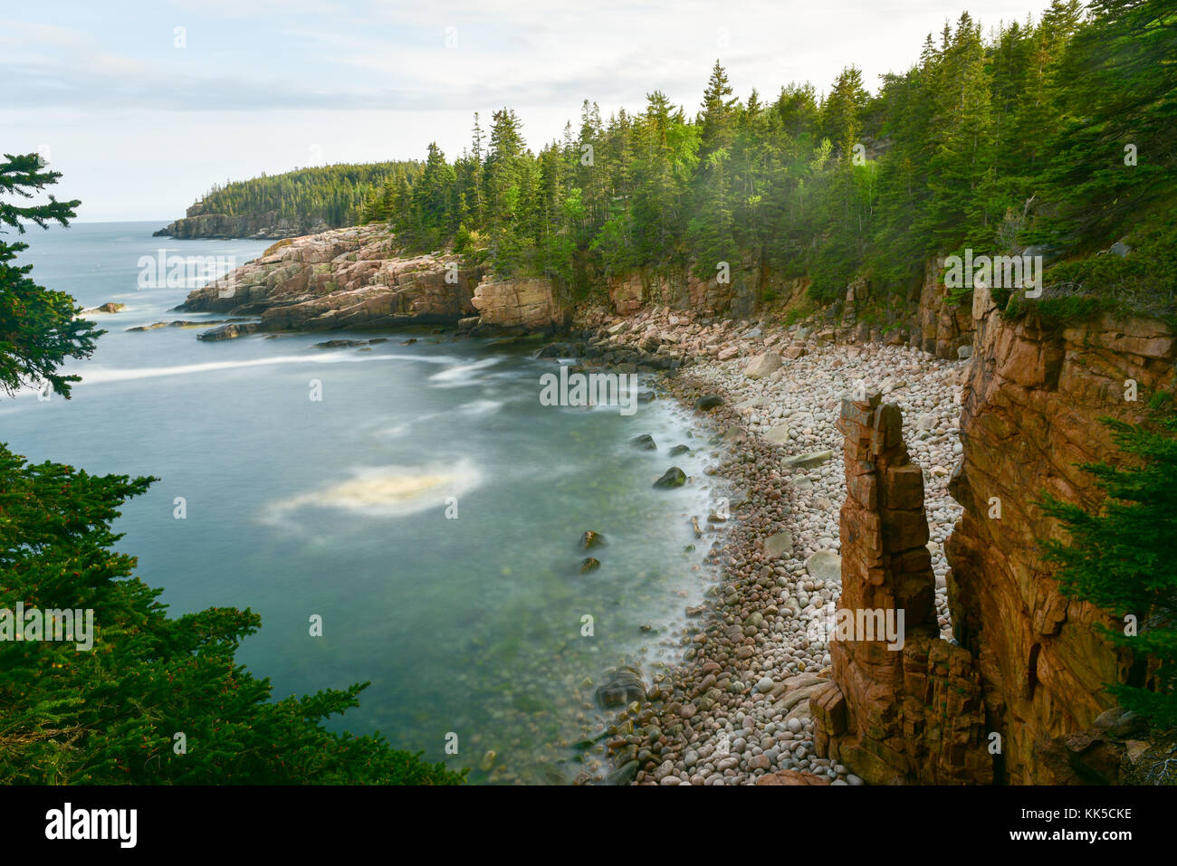 Rocky coast of Monument Cove in Acadia National Park Maine in the ...