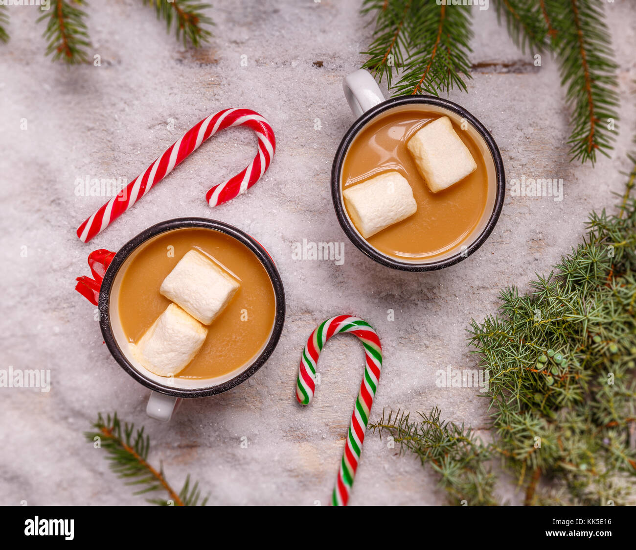Top view of hot chocolate with marsmallow candies Stock Photo - Alamy