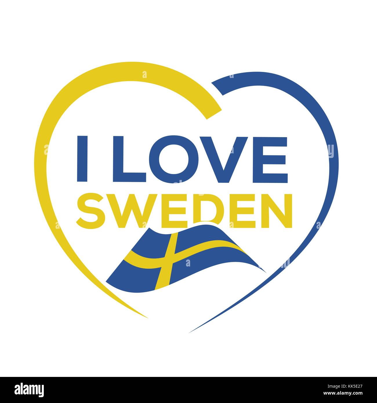I love sweden with outline of heart and swedish flag, icon design ...