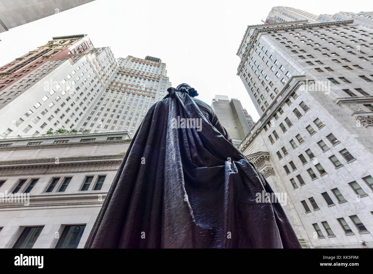 Federal Hall with Washington Statue from behind on Wall Street in ...