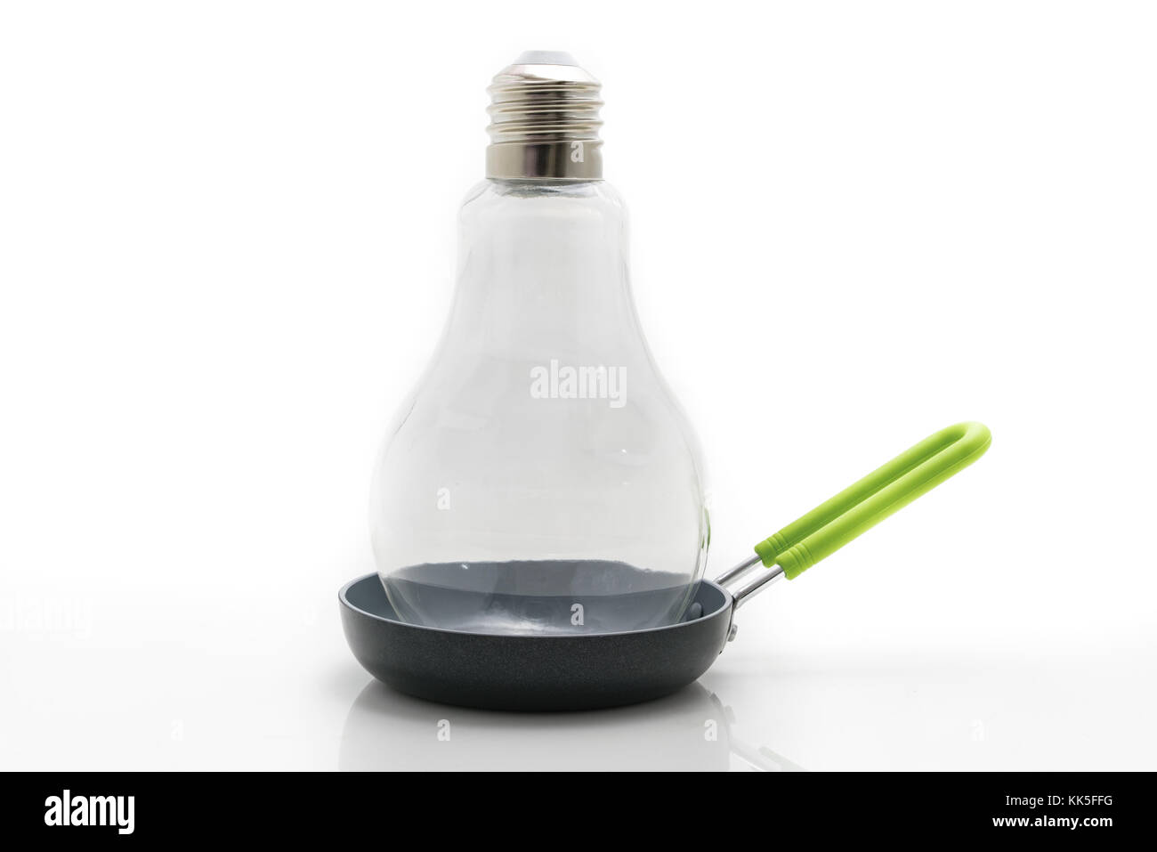 Huge Old Lamp inside a Fry Pan, studio shot on White Background Stock ...