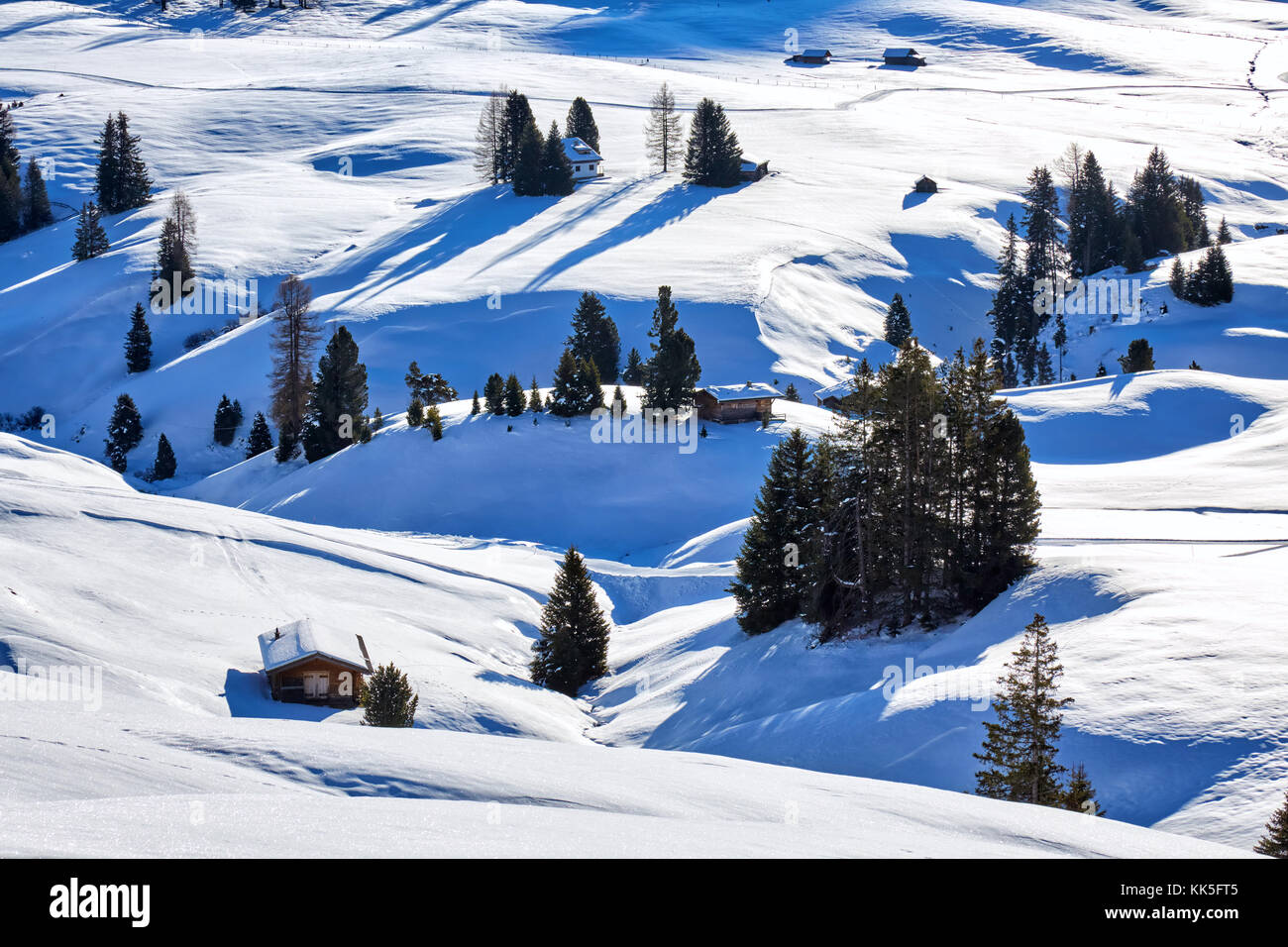Winter sunrise over Alpe di Siusi Dolomites, Italy Stock Photo - Alamy